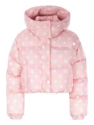 MIU MIU Polka-dot Cropped Puffer Jacket