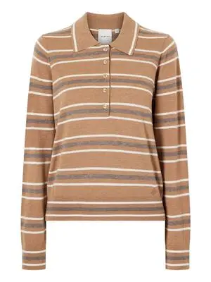 VARLEY Mayra Striped Knitted Polo Sweater