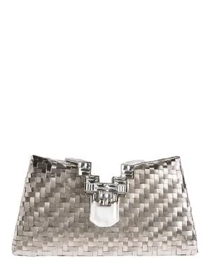 Rodo Woven Embellished Clutch Bag - Silver