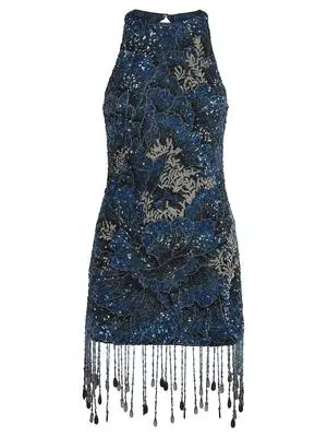CLIO PEPPIATT Embellished Sequin Mini Dress - Navy