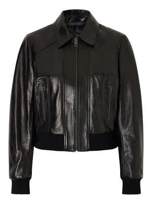 NILI LOTAN Sue Leather Jacket - Black