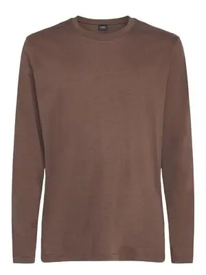 Zimmerli Sea Island Cotton Long-sleeve Pyjama T-shirt - Brown