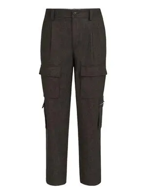 Brunello Cucinelli Virgin Wool Cargo Trousers - Brown