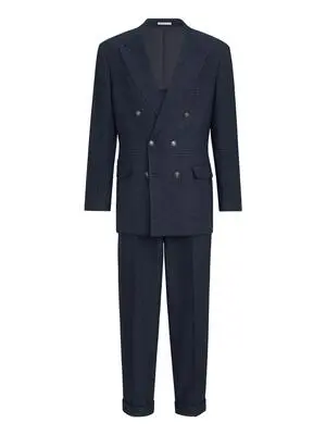 Brunello Cucinelli Wool-cashmere Prince Of Wales Check 2-piece Suit - Blue
