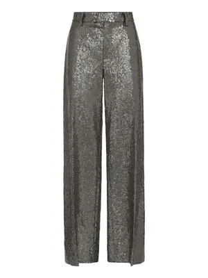 Brunello Cucinelli Virgin Wool Sequin Wide-leg Trousers - Grey