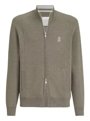 Brunello Cucinelli Cashmere-blend Zip-up Cardigan - Green