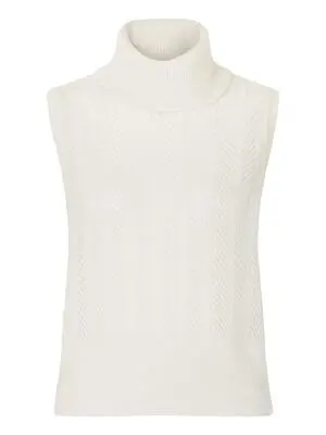 Veronica Beard Mazzy Cashmere Turtleneck Sweater Vest - Ivory