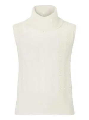 Veronica Beard Mazzy Cashmere Turtleneck Sweater Vest - Neutrals