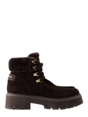 Bogner Turin 10 Suede And Wool-trimmed Ankle Boots Brown