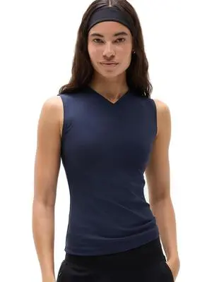 Athleta Signature Rib V-Neck Muscle Tank Navy