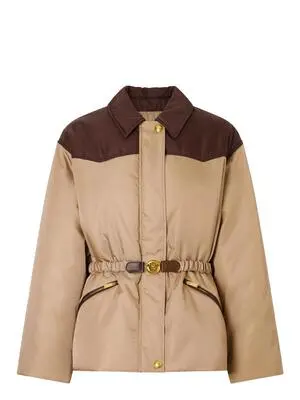 Versace Belted Padded Shell Jacket - Neutrals