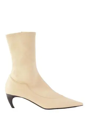 Khaite Valerie Leather Ankle Boots - Cream