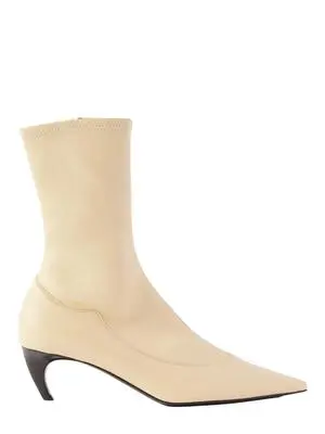Khaite Valerie Leather Ankle Boots - Neutrals
