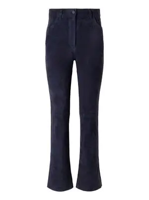 JOSEPH Duke Suede Flared Pants - Navy
