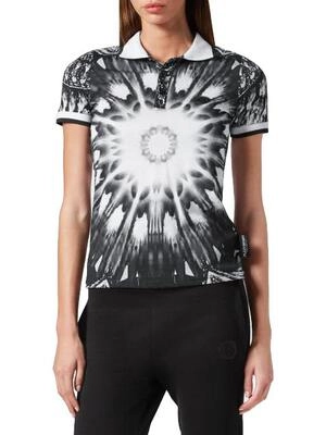 PLEIN SPORT Polo Shirt Optical Flower - Black