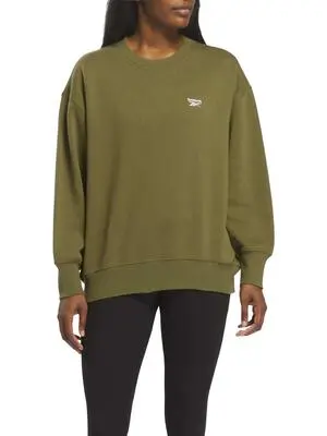 REEBOK Oversized Crewneck Sweatshirt Olive Stone