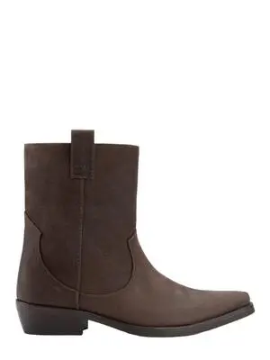 JUDE Cas Ankle Boot Dark Distressed Suede Leather - Brown