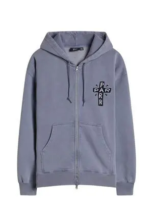 PARRA A Cross To Bear Zip Hoodie Blue