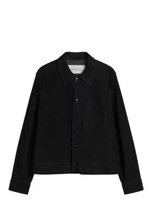 AMI Paris Suede Jacket With Embossed Adc - Black