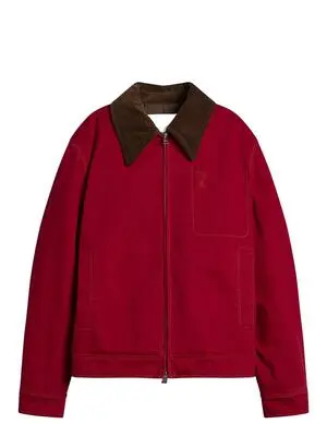 AMI Paris Cotton Twill Zipped Adc Jacket - Ruby Red