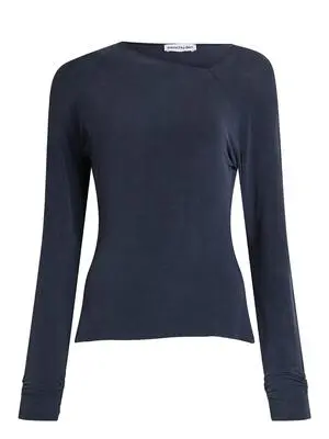 PEACHY DEN Cupro Balloon Sleeve Top - Deep Navy