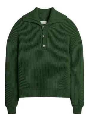 Dries Van Noten Mallawi Ribbed Polo Jumper Green