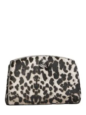 LIFFNER Pushlock Haircalf Clutch Bag - Leopard/silver