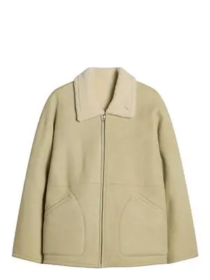 Auralee Shearling Zip Blouson - Ivory Lime