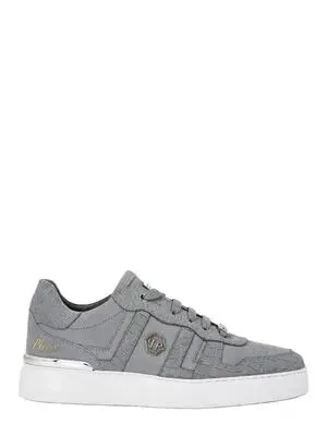 Philipp Plein Nubuck Low Top Sneakers Cocco Grey