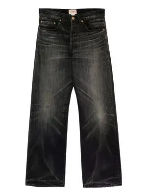 KAMIYA Faded Straight-leg Jeans - Black