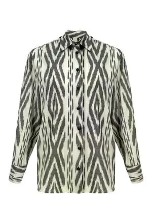 PUNICANA Geometric-print Fringed Shirt - Neutrals