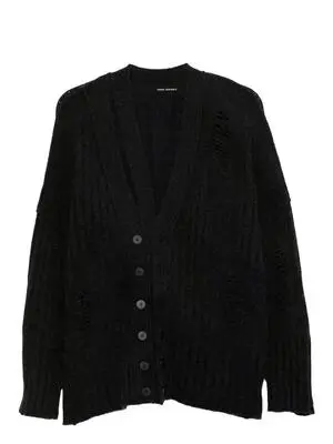 Isabel Benenato Distressed Double-breasted Cardigan - Grey