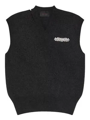 Simone Rocha V-neck Wool Vest - Black