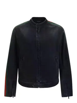 Gucci Web-stripe Denim Jacket - Black