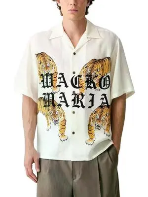 WACKO MARIA Tiger-print Logo-print Shirt - Neutrals