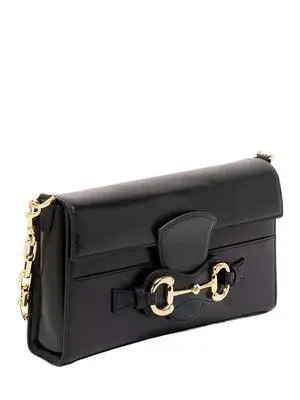Gucci Horsebit Ristretto Medium Shoulder Bag - Black