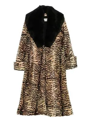 Nour Hammour Nina Tiger-print Shearling Coat - Neutrals