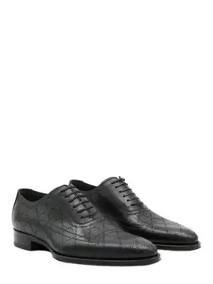 Gucci Lace-up Shoes With Lasered Gg - Black