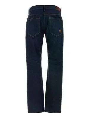 Gucci Cotton Denim Pants With Embroidery - Blue