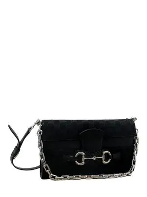 Gucci Horsebit Ristretto Medium Shoulder Bag - Black