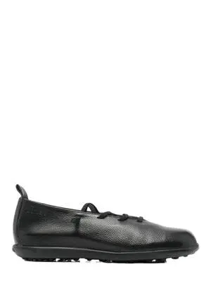 WONDERS Lace-up Leather Ballet Flats Black