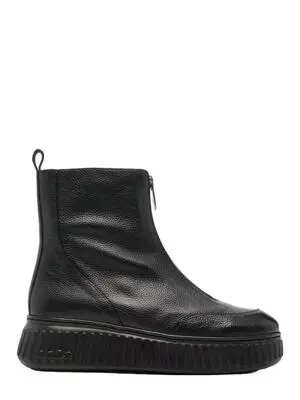 WONDERS Front-zip Grained-leather Boots - Black