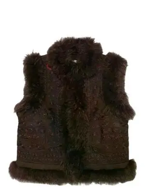 Antik Batik Sando Embroidered Gilet - Brown