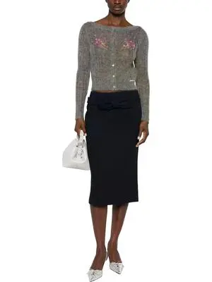 SHUSHU/TONG Beaded Floral-embellished Cardigan - Grey