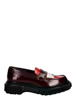 ADIEU PARIS Brogue-detail Leather Loafers - Red