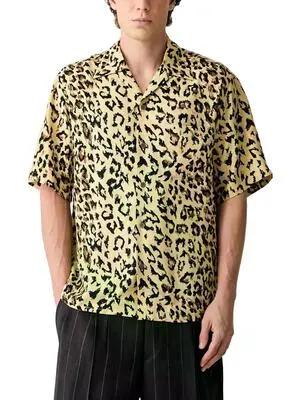 WACKO MARIA Leopard-print Short-sleeve Shirt Yellow