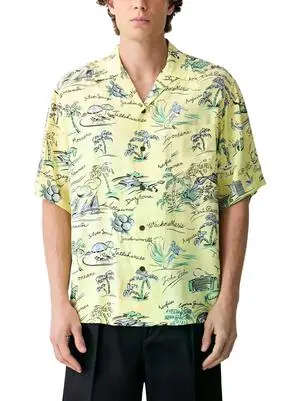 WACKO MARIA Graphic-print Short-sleeve Shirt - Yellow