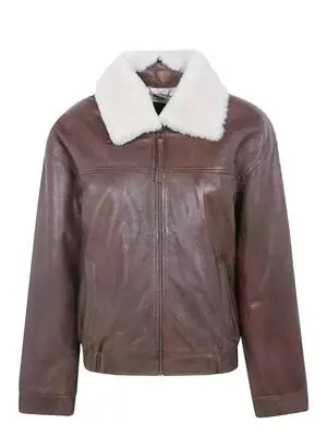Seventy Faux-shearling-collar Leather Jacket - Brown
