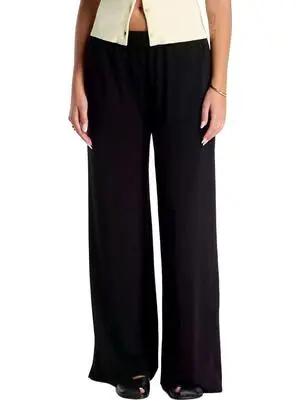 SAMSOE SAMSOE Elasticated-waistband Wide-leg Trousers - Black