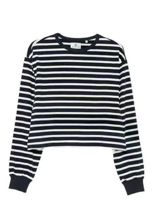 DENIMIST Striped Cropped Sweater